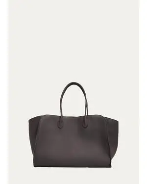 THE ROW Marlo 17 Tote Bag In Grain Leather Walnut Shadow Ans