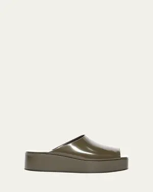 THE ROW THE ROW Emi Leather Flatform Sandals - Khaki