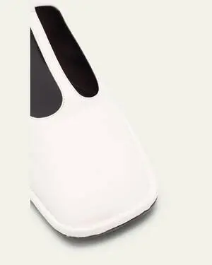 THE ROW Leather T-strap Ballerina Flats - White