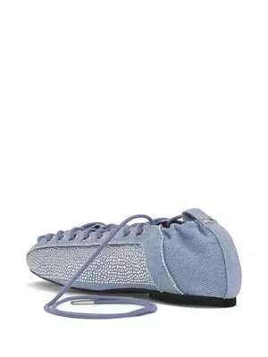 GANNI Denim Lace-up Ballerina Flats - Blue