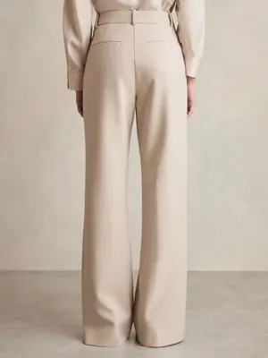 REISS Athena Flared Tailored Trousers - Neutral