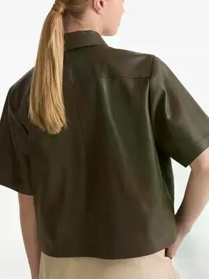 YVES SALOMON Cropped Leather Overshirt