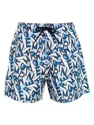 Emporio Armani Graphic-print Swim Shorts - Blue