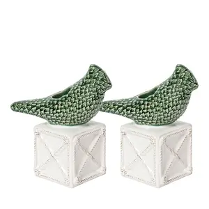 JULISKA Berry & Thread Bird Topiary Candlesticks, Set Of 2 - Whitewash
