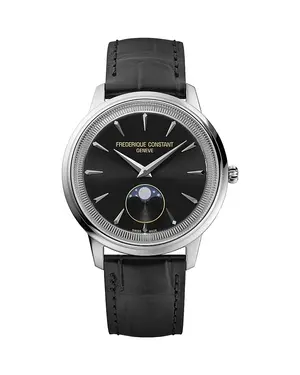 FREDERIQUE CONSTANT Moneta Moonphase Strap Watch, 37mm - Black/black