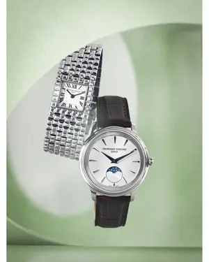 FREDERIQUE CONSTANT Moneta Moonphase Watch, 37mm - White/black