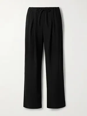Theory Pleated Crepe Wide-leg Pants