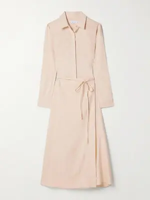 Proenza Schouler White Label Lato Linen-blend Midi Wrap Dress - Neutrals