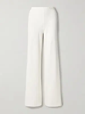Staud Stroll Wide-leg Crepe Pants - Neutrals
