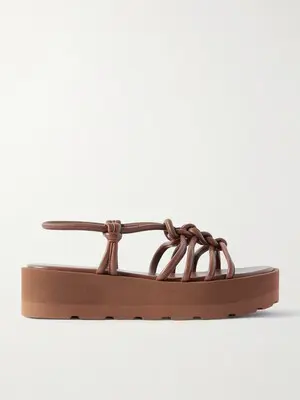 GIANVITO ROSSI Hebe 45 Knotted Leather Platform Sandals - Brown