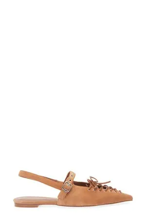 Jeffrey Campbell Geralt Pointed Toe Slingback Flats - Tan Suede