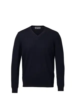 CHARLES TYRWHITT Merino Wool V-neck Sweater - Navy