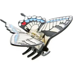 SOLAR ECLIPSE Solar Eclipse Hand Painted Swallowtail Butterfly Claw Clip White
