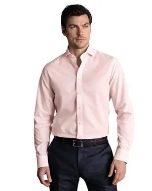 CHARLES TYRWHITT Non-iron Poplin Gingham Shirt - Pink