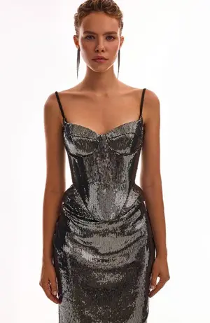 MILLA Sensational Sequined Corset - Gray