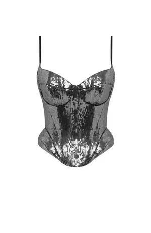 MILLA Fitted Hourglass Sequin Corset - Gray
