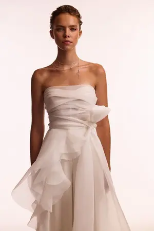 MILLA Off-shoulder Organza Blouse With Ruffles - White