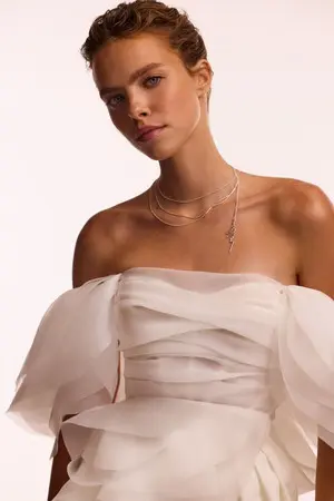 MILLA Off-shoulder Organza Blouse With Ruffles - White