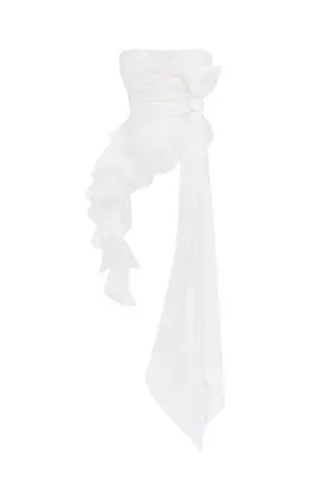 MILLA Off-shoulder Organza Blouse With Ruffles - White