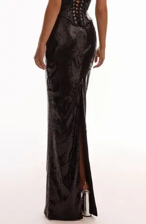 MILLA Fitted High-waist Sequin Pencil Maxi Skirt