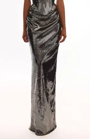 MILLA Fitted High-waist Sequin Pencil Maxi Skirt - Gray