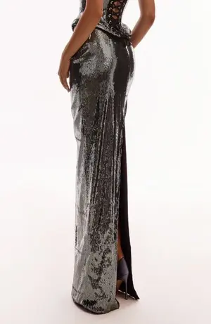 MILLA Fitted High-waist Sequin Pencil Maxi Skirt - Gray