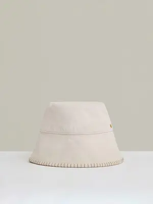 REISS Winnie Cotton Bucket Hat - Off White