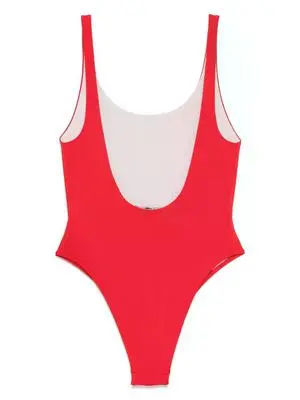 Balmain Logo Appliqué Swimsuit - Red