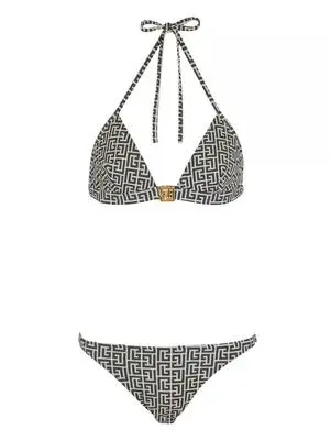 Balmain Jacquard-pattern Bikini - Black