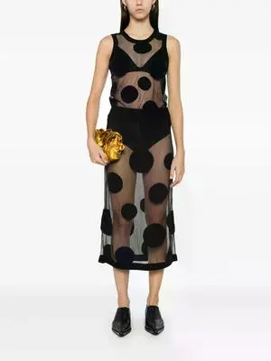Viktor & Rolf Polka-dot Mesh Midi Skirt - Black