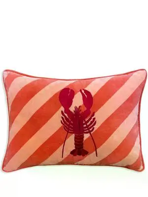 LES-OTTOMANS Lobster Striped Cushion - Orange
