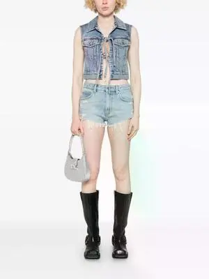 Alexander Wang Rhinestoned Frayed Hem Shorts