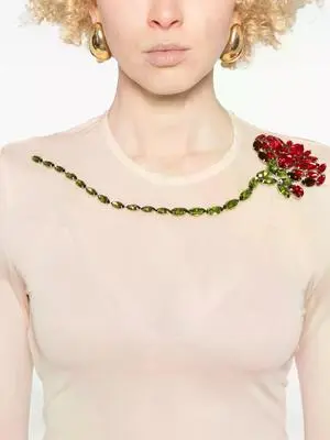 Simone Rocha Embellished Mesh Top - Neutrals