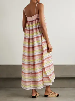 LEMLEM Eda Striped Cotton-blend Maxi Dress - Pink