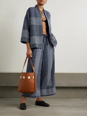 LEMLEM Terara Striped Cotton Jacket - Blue