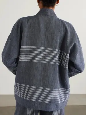 LEMLEM Terara Striped Cotton Jacket - Blue