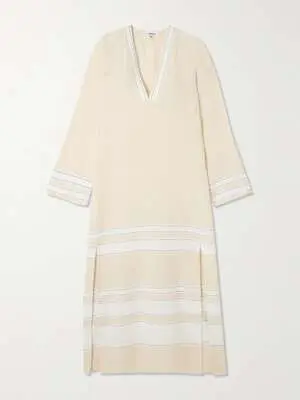 LEMLEM Theodora Striped Cotton-blend Midi Dress - Cream