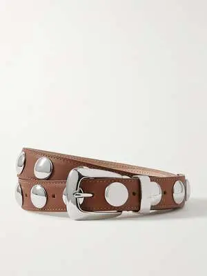 Khaite KHAITE Benny Studded Leather Belt Tan