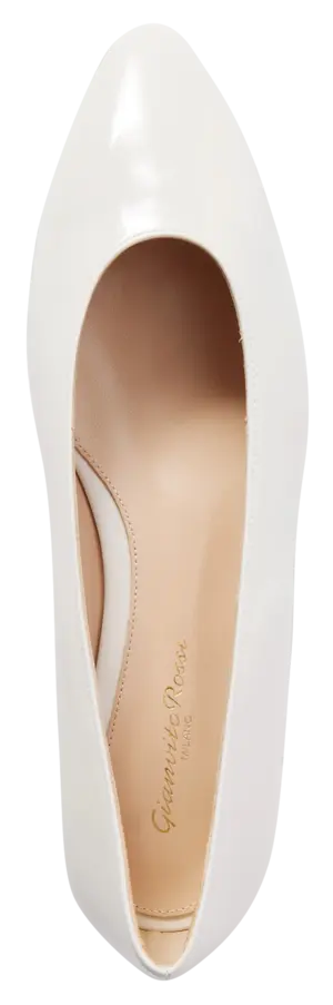 GIANVITO ROSSI Amelia Glossed-leather Ballerinas - White