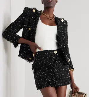 Balmain Spencer Polka-dot Sequin-embellished Tweed Blazer - Black