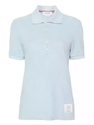 Thom Browne Striped Logo-patch Polo Shirt - Blue