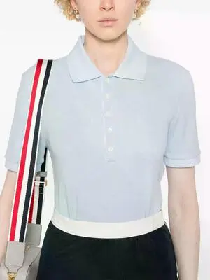 Thom Browne Striped Logo-patch Polo Shirt - Blue