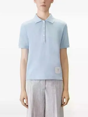 Thom Browne Striped Logo-patch Polo Shirt - Blue