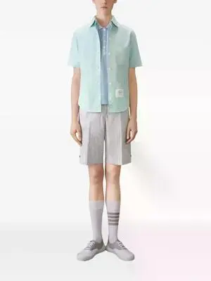 Thom Browne Striped Logo-patch Polo Shirt - Blue