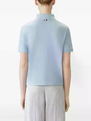 Thom Browne Striped Logo-patch Polo Shirt - Blue