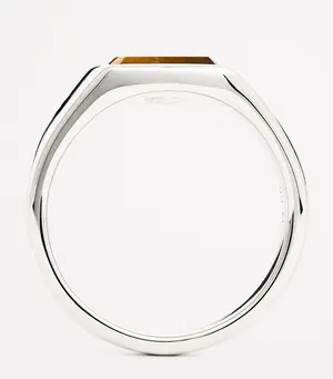 Tom Wood Rhodium-plated Sterling Tiger Eye Ring