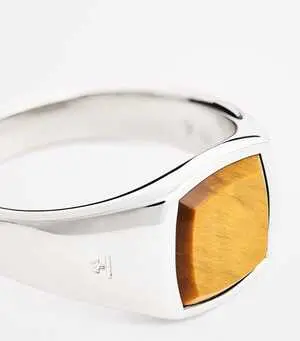 Tom Wood Rhodium-plated Sterling Tiger Eye Ring