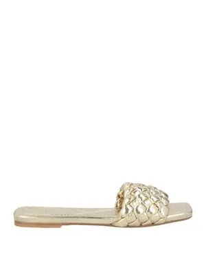 BALDININI Metallic Textile Fiber Slide Sandals - Platinum