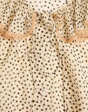 Valentino Garavani Light Georgette Shirt With Plusdepois Print And Ruffle Details - Birch/black