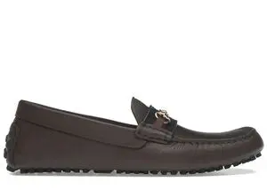 Gucci Ayrton Webbing-trimmed Horsebit Leather Driver Loafers - Brown